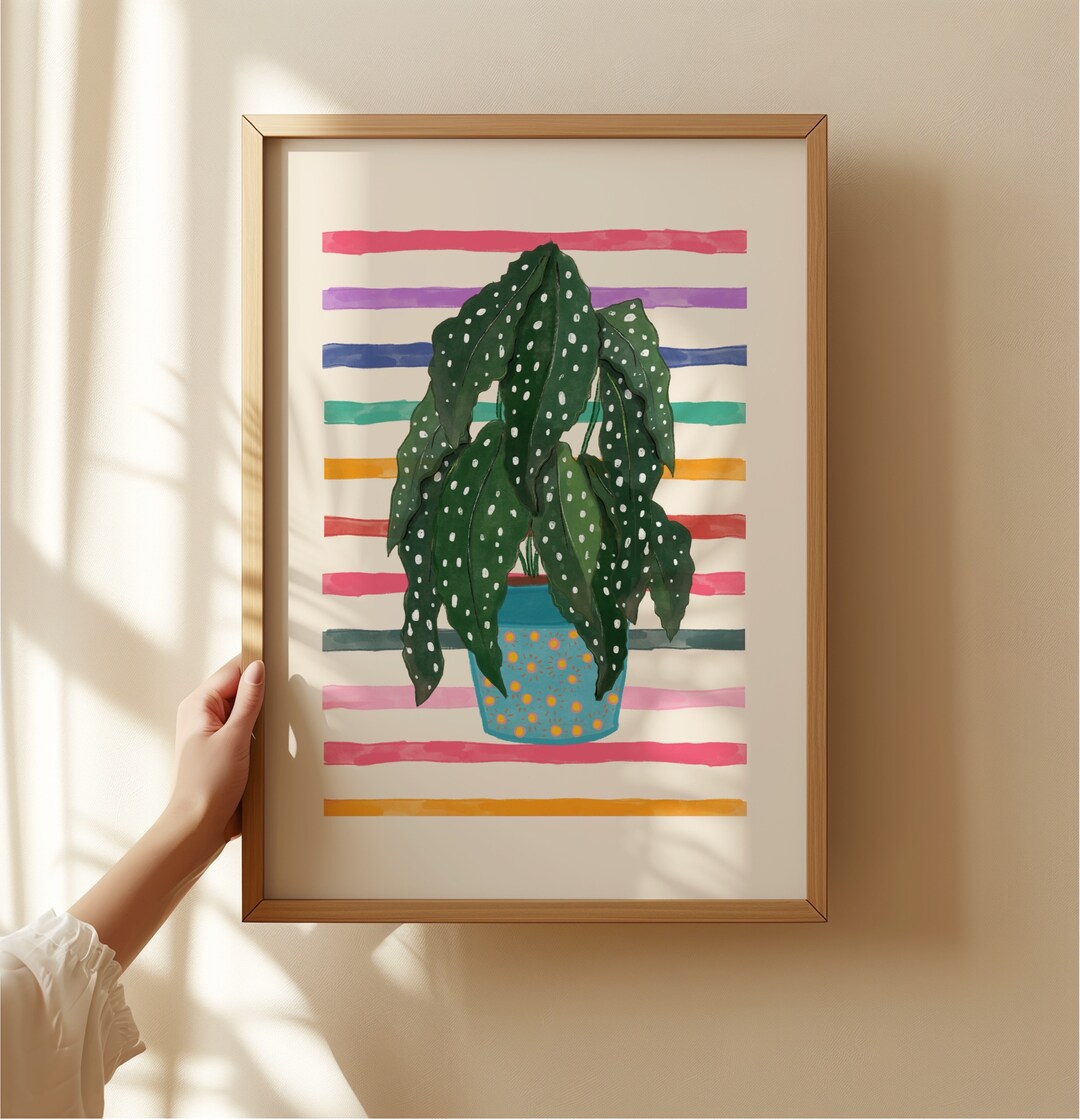 Spotted Begonia Print: Hand Drawn Colourful Plant Art - Etsy