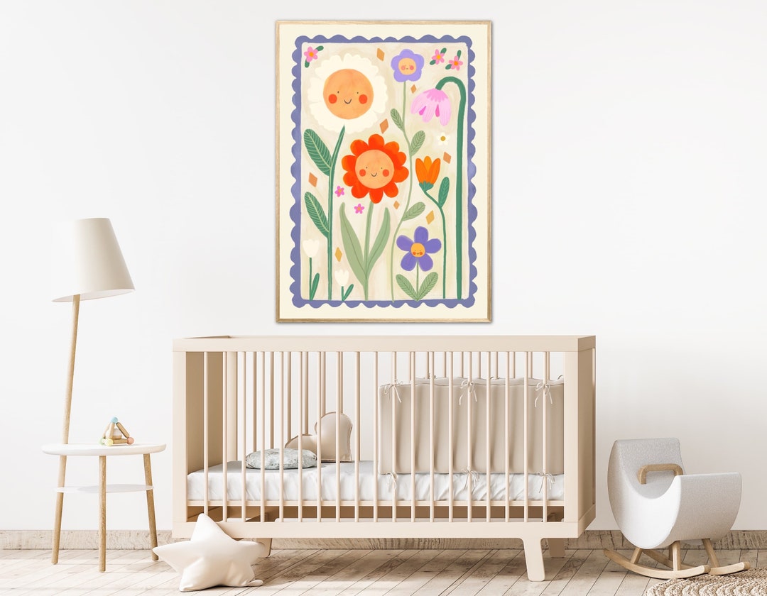 Spring Day / Flower Illustration / Eco / Nursery Art / Kids Room / Art ...