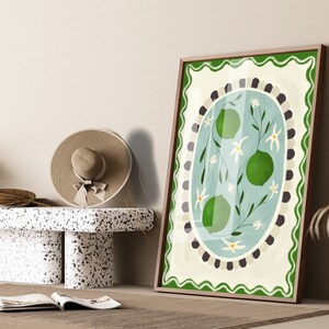 Lime With Border, Hand Drawn Lime Print, Fruit Art Print, Maximalist ...