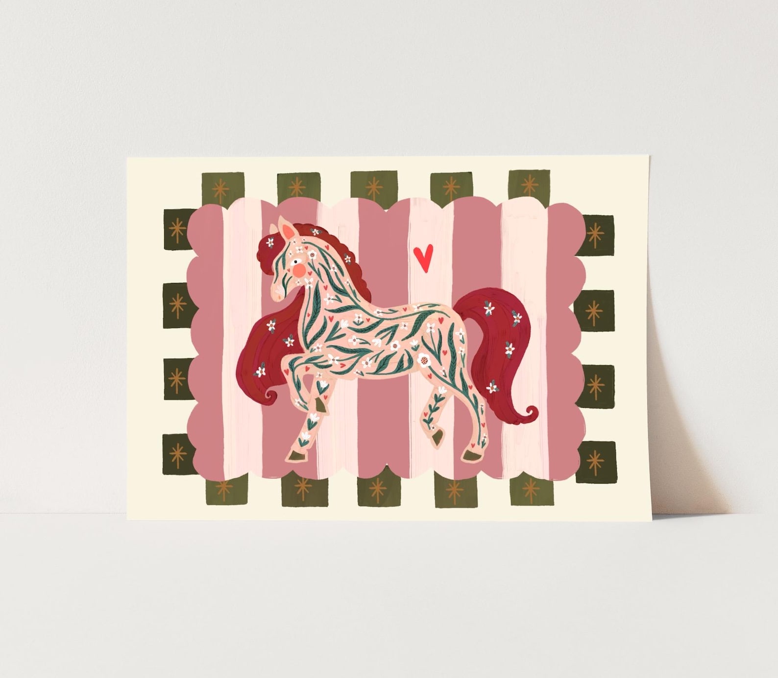 Pony Club Pink Print: Floral Horse Illustration, Kids Nursery Art - Etsy