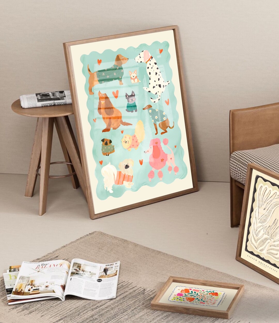 Puppy Love Blue / Kids Dog Illustration / Nursery Art / Kids Room ...