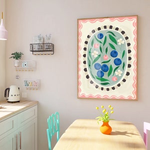 Blueberry With Border, Hand Drawn Lemon Print, Fruit Art Print ...