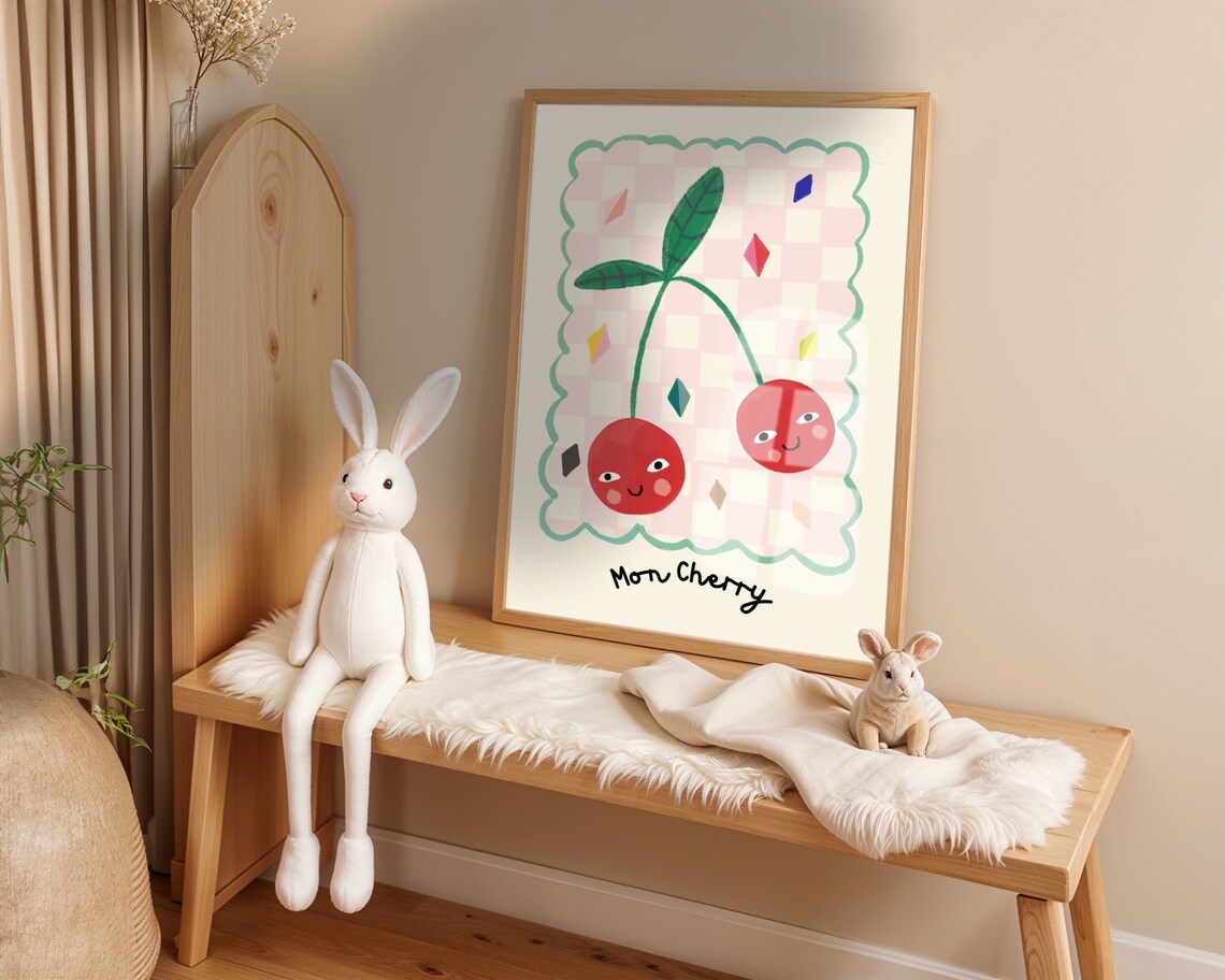 Mon Cherry Kids Art Print, Katefoxdesign Nursery Decor - Etsy