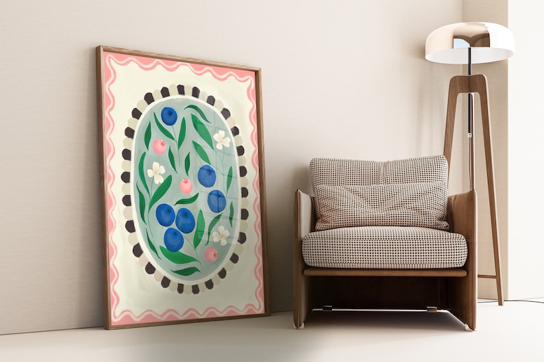 Blueberry Lemon Art Print: Colourful Maximalist Home Decor - Etsy