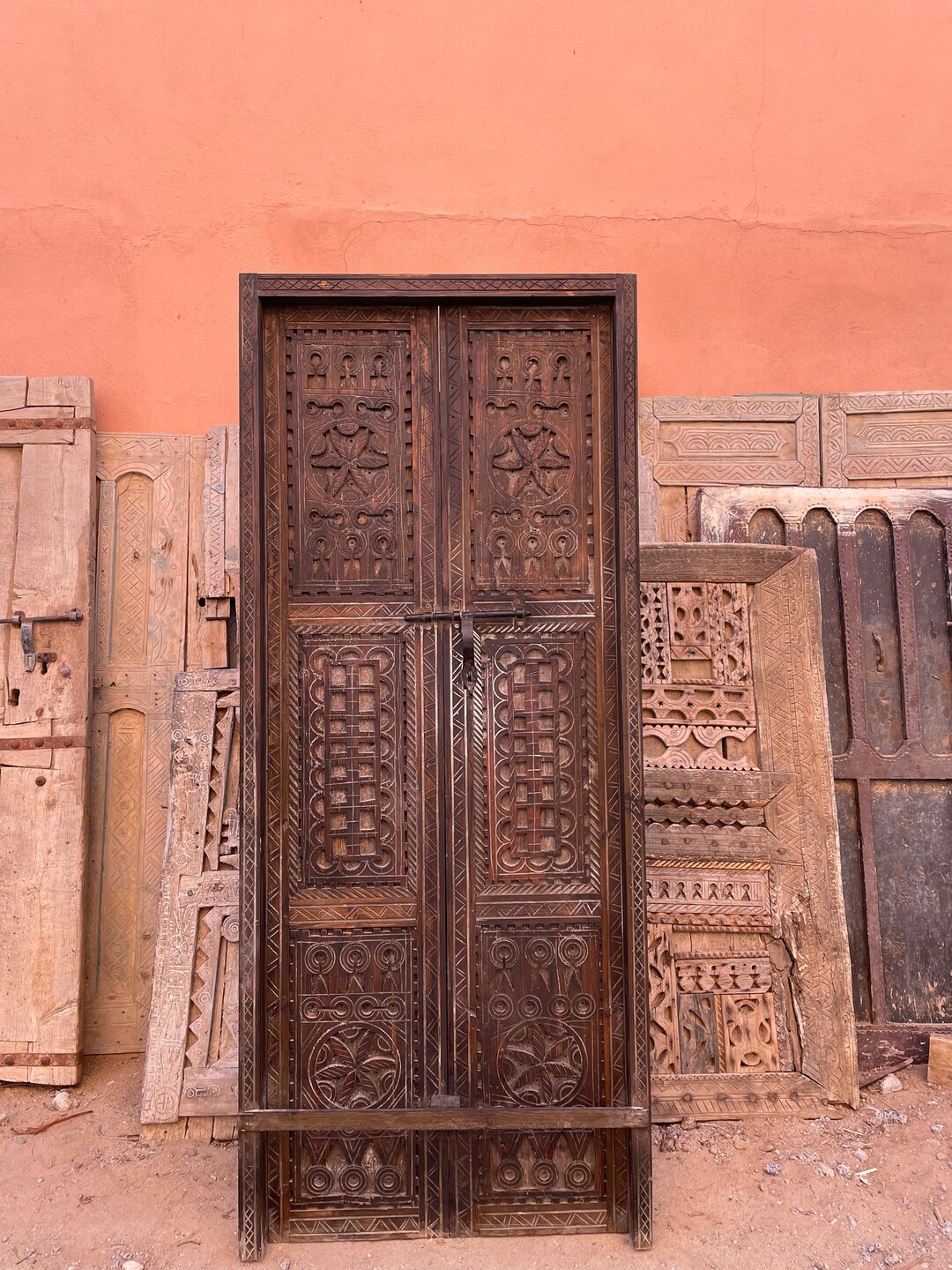 Wooden Double Panel Door, Custom Wooden Door, Moroccan Doors, Vintage ...