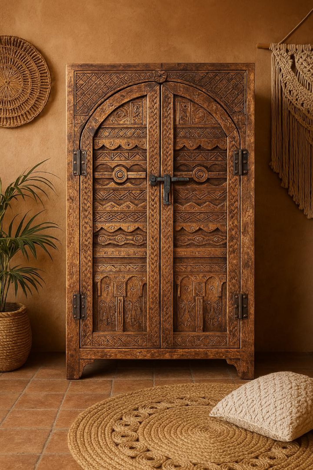 Handcrafted Wooden Cabinet – Vintage-inspired Storage With Elegant Boho ...