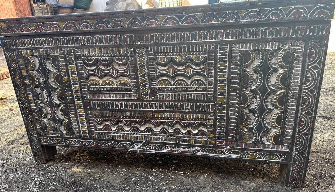 Vintage Wooden African Chest Moroccan Trunk Cabinet Bedroom Furniture a ...