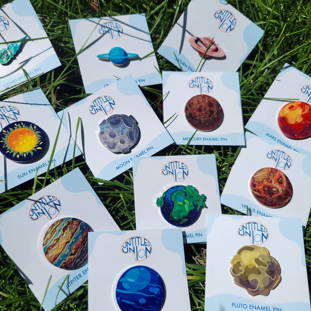 Planetary Textured Enamel Pins - Etsy