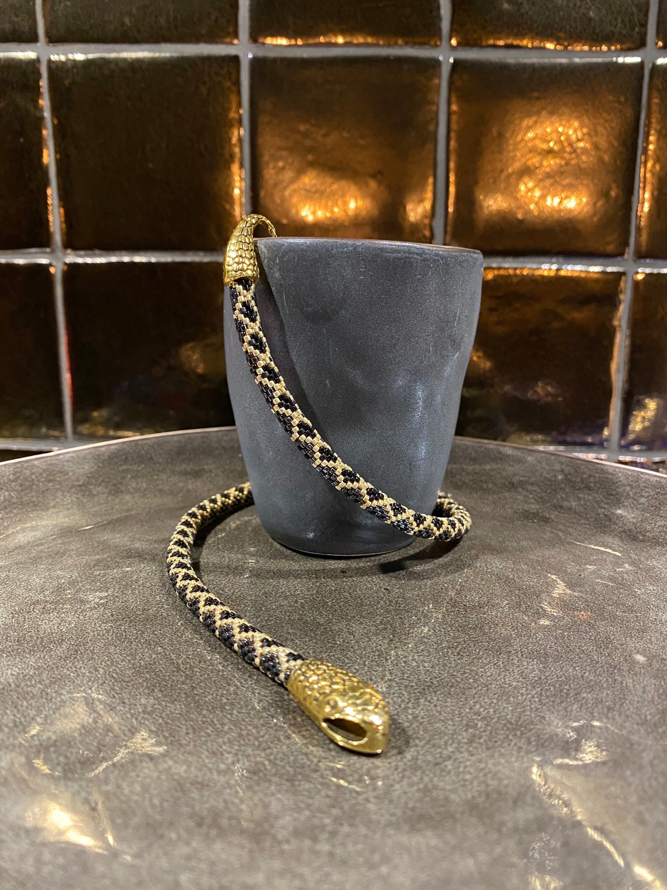 Super cool snake skin necklace made with miyuki | Etsy