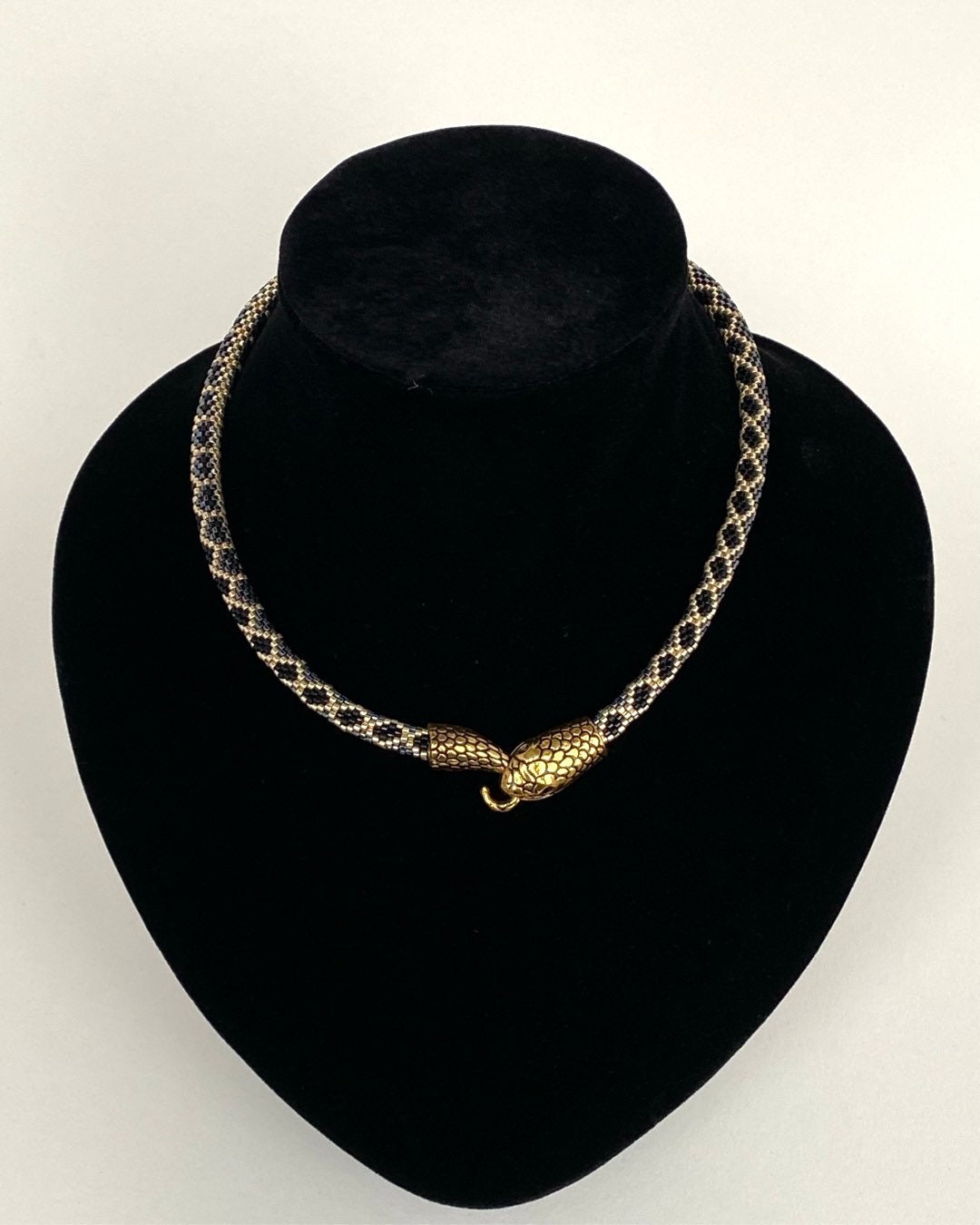 Beaded Snake Skin Choker Statement Necklace Snake Skin Beadcrochet ...