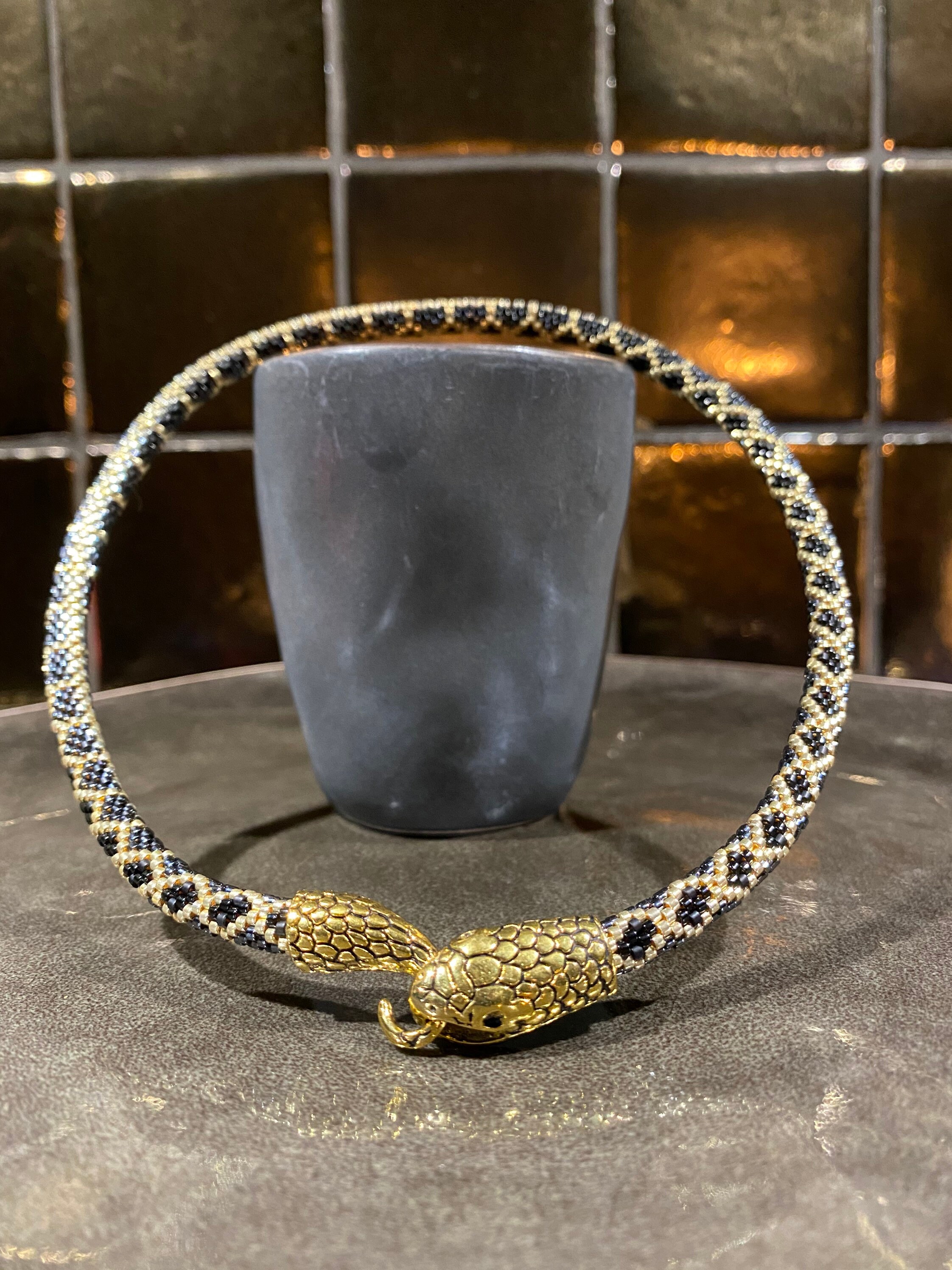 Super cool snake skin necklace made with miyuki | Etsy