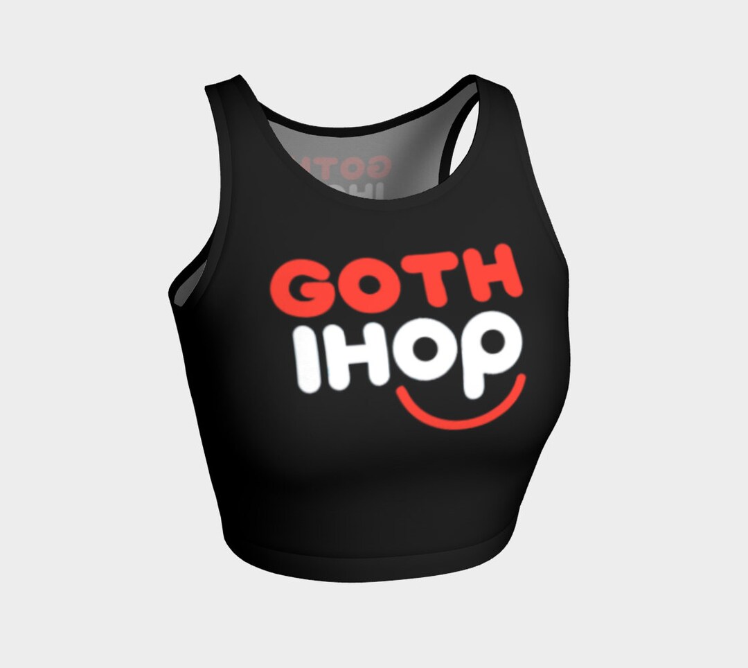IGOTH - IHOP LOGO Crop Top - Printed Restaurant Goth Uniform Top - Red ...