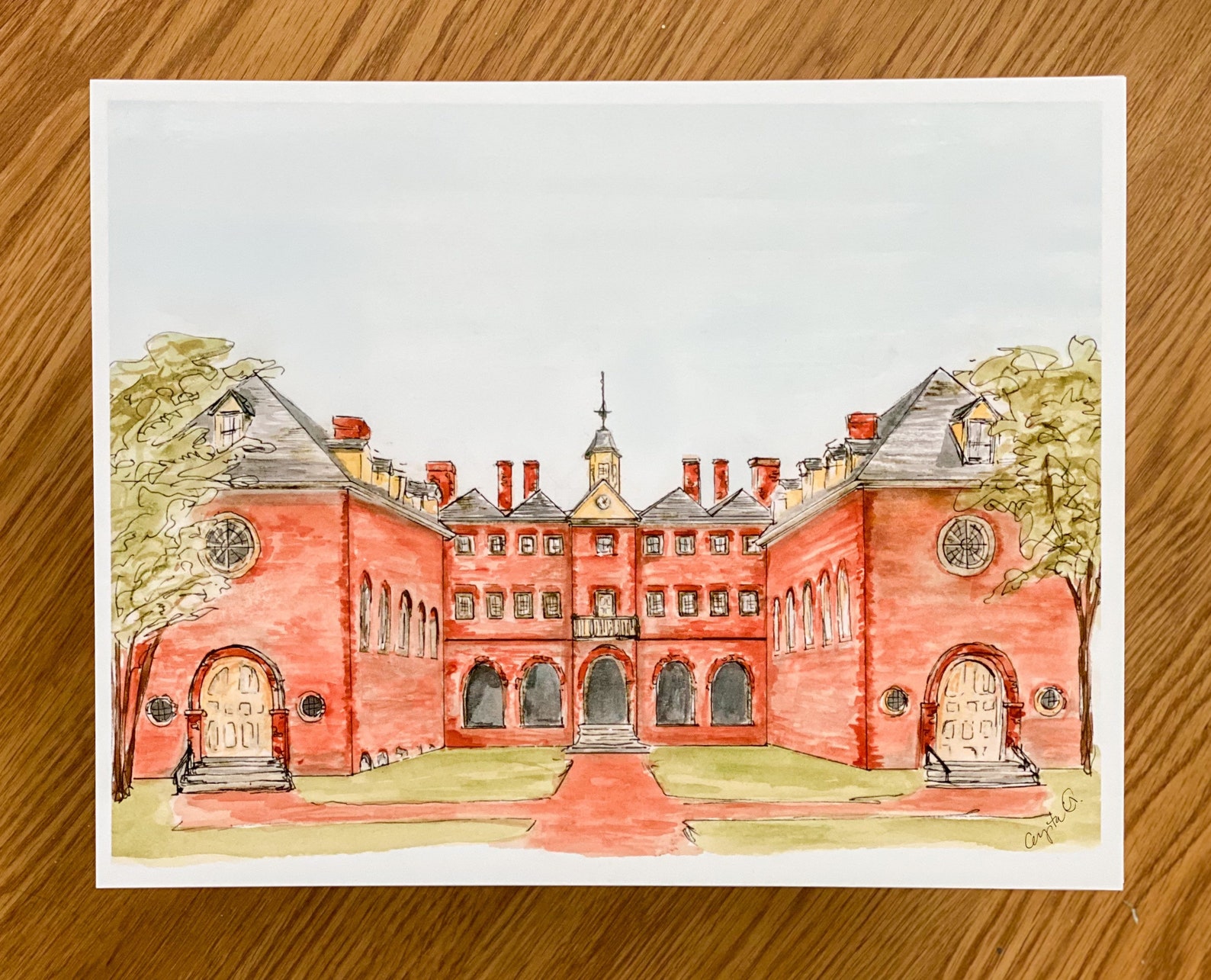 William and Mary Wren Building Watercolor Print College of - Etsy