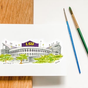 LSU Tigers Football Stadium - Louisiana State University - SEC Art ...