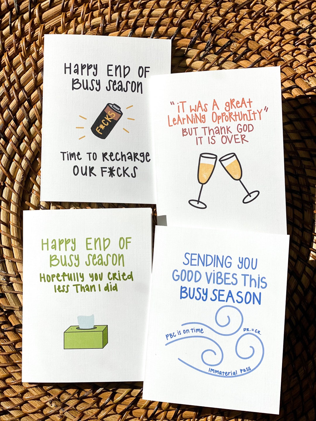 Accounting Busy Season Cards End of Busy Season Tax Cards Pack of 4 ...