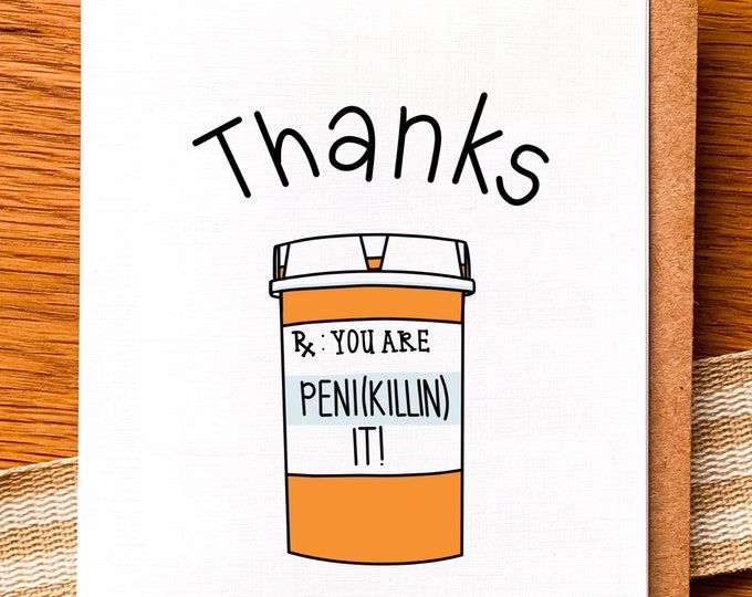 Thanks Pharmacist Card - Thank You Health Pharmd Card - Penikillin It ...