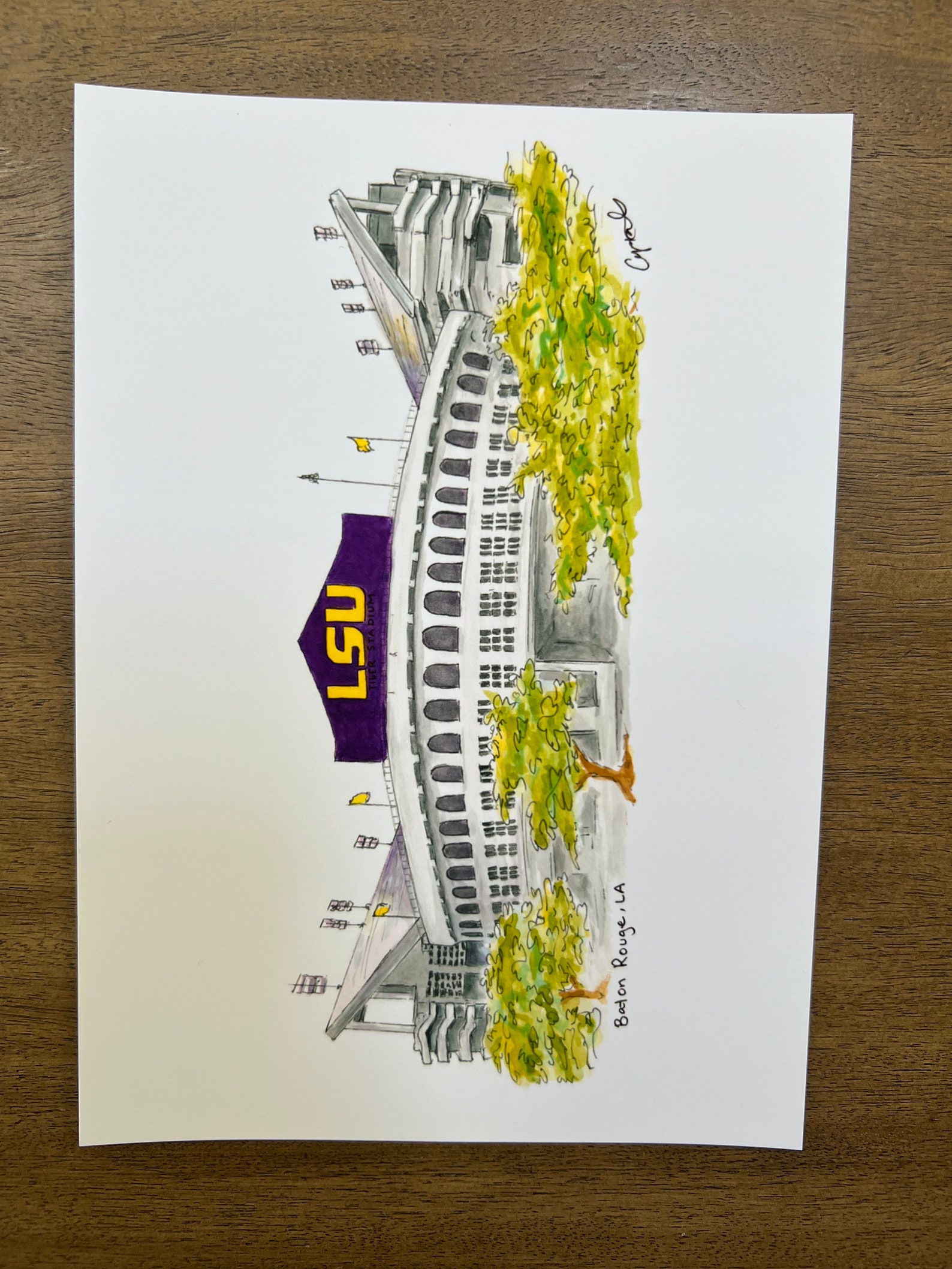LSU Tiger Stadium Watercolor Art Print: Louisiana State University - Etsy