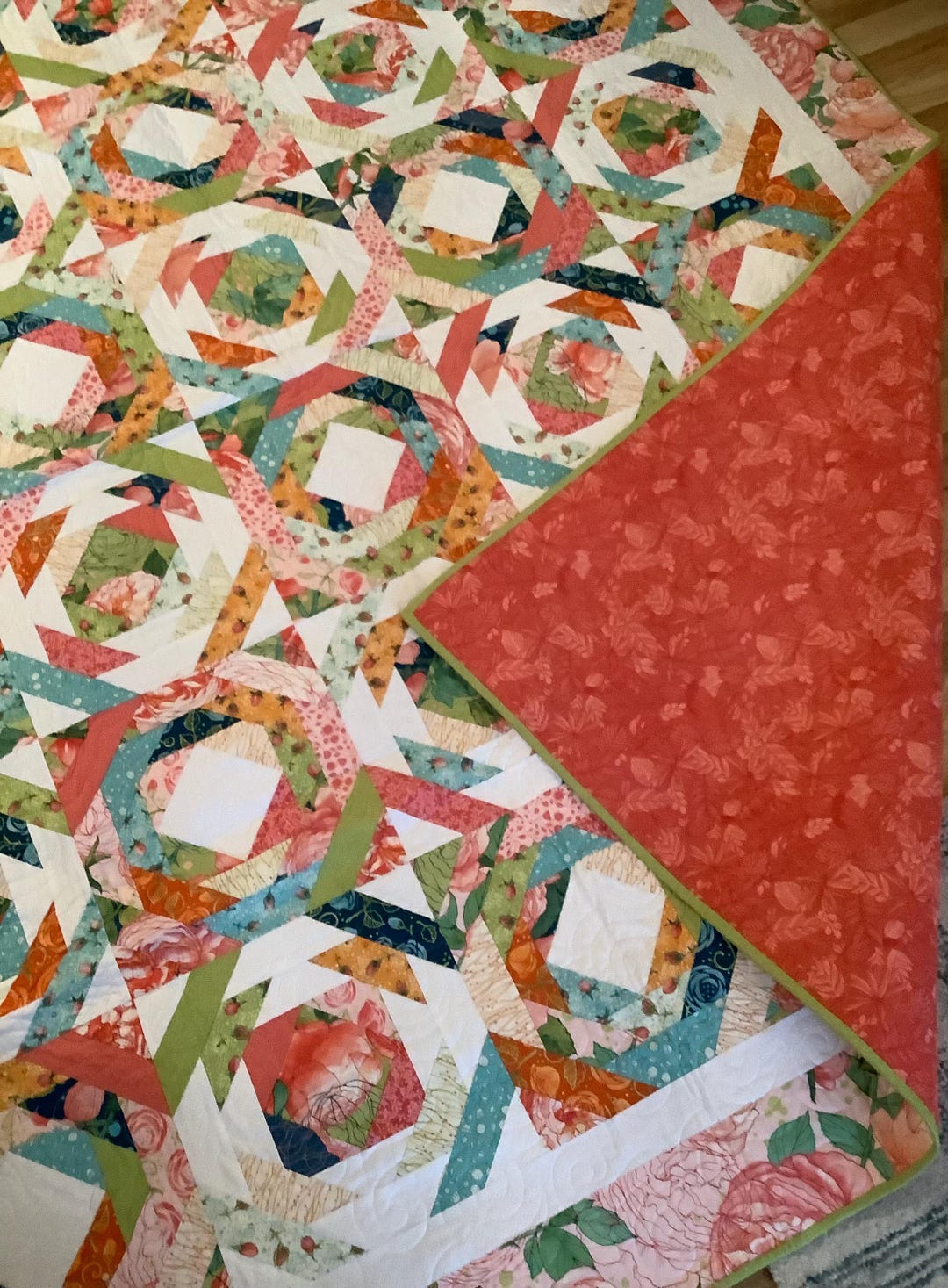 Handmade 'peachy Pineapple' Quilt - Etsy