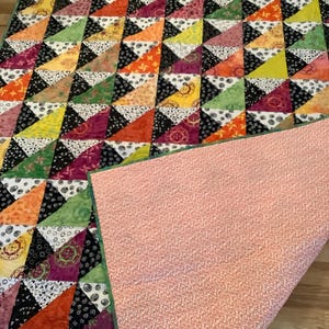 Handmade 'mardi Gras Triangle' Quilt - Etsy