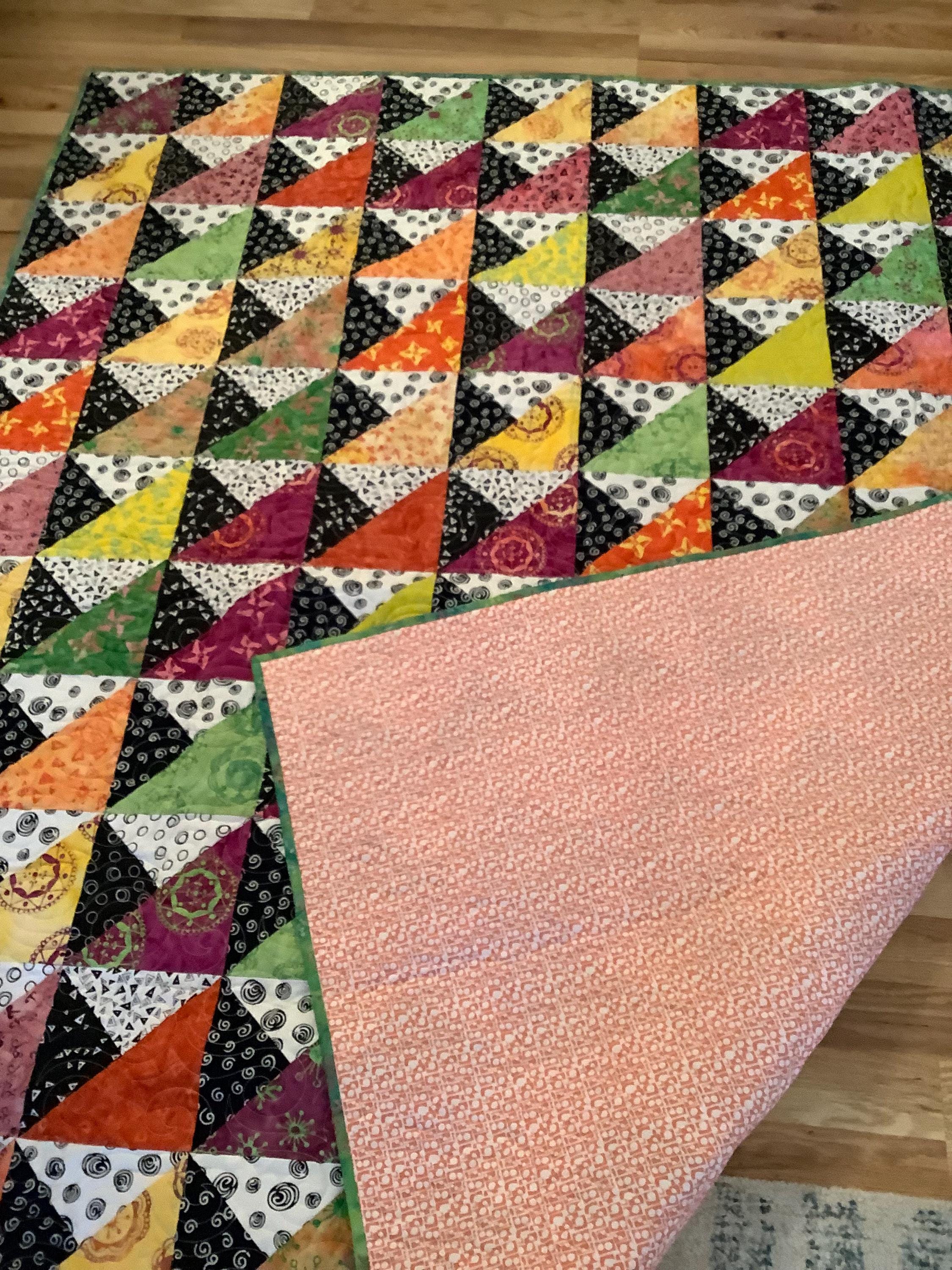 Handmade 'mardi Gras Triangle' Quilt - Etsy