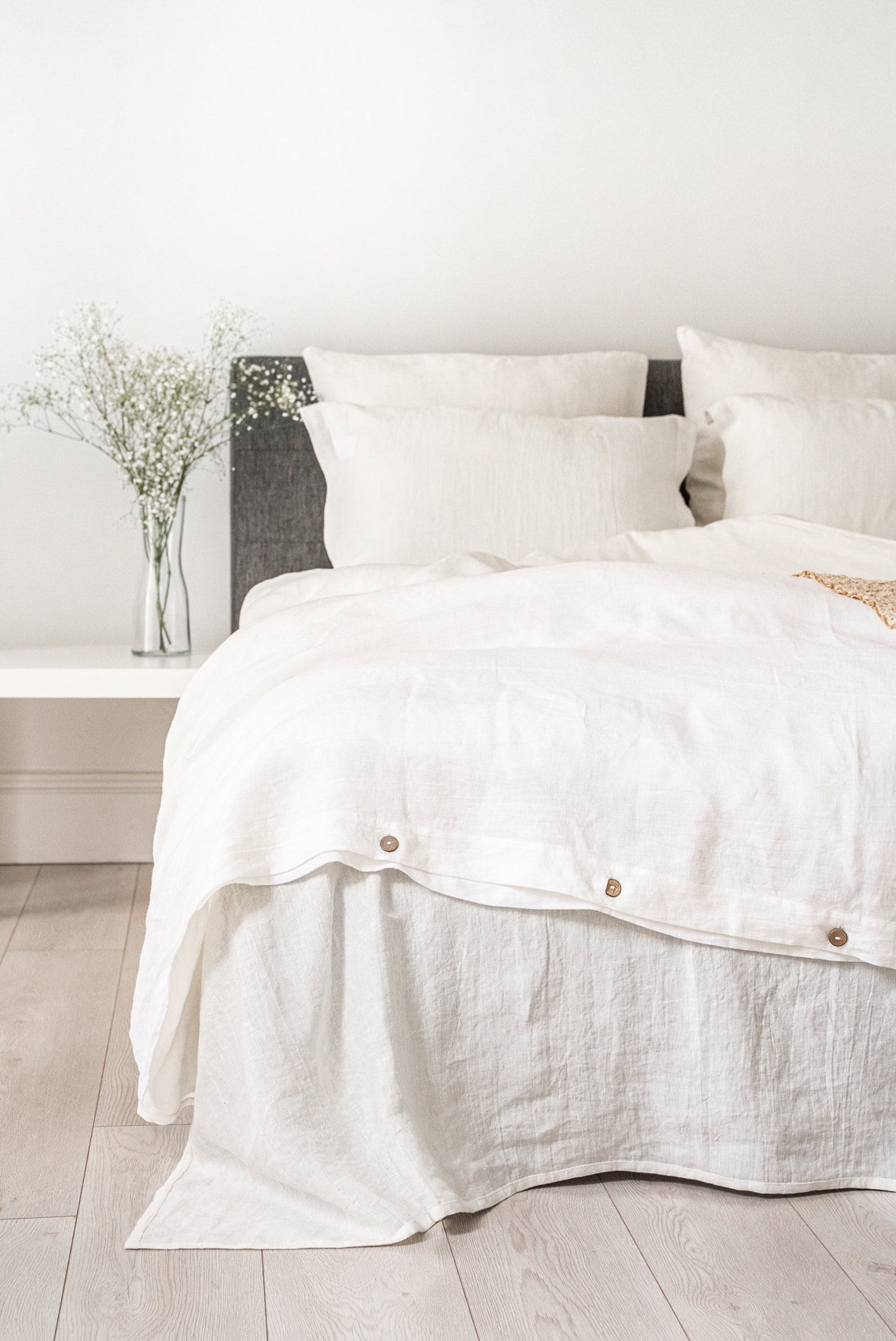 Off White Linen Bedding Set. Linen Duvet Cover and Two Pillowcases ...