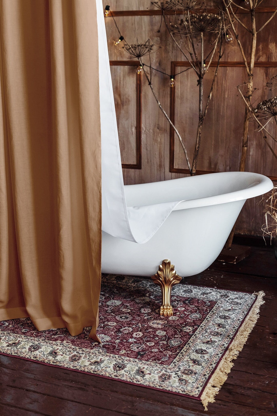 Linen Shower Panel. Aesthetic Shower. Linen Bathing. Shower Curtain ...