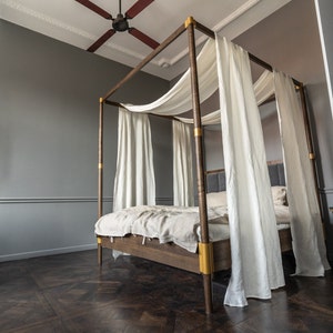 Linen Canopy Shawl Curtains Set. Ivory Bed Linen Curtains. off White ...
