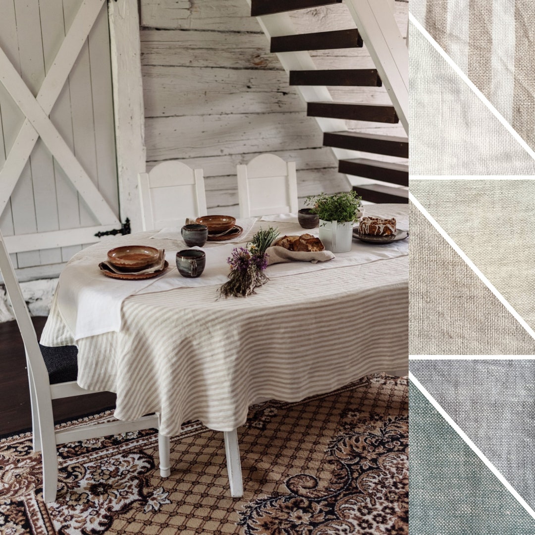 Oval Linen Tablecloth. Long Linen Table Cloth Sheet. Wide Round ...