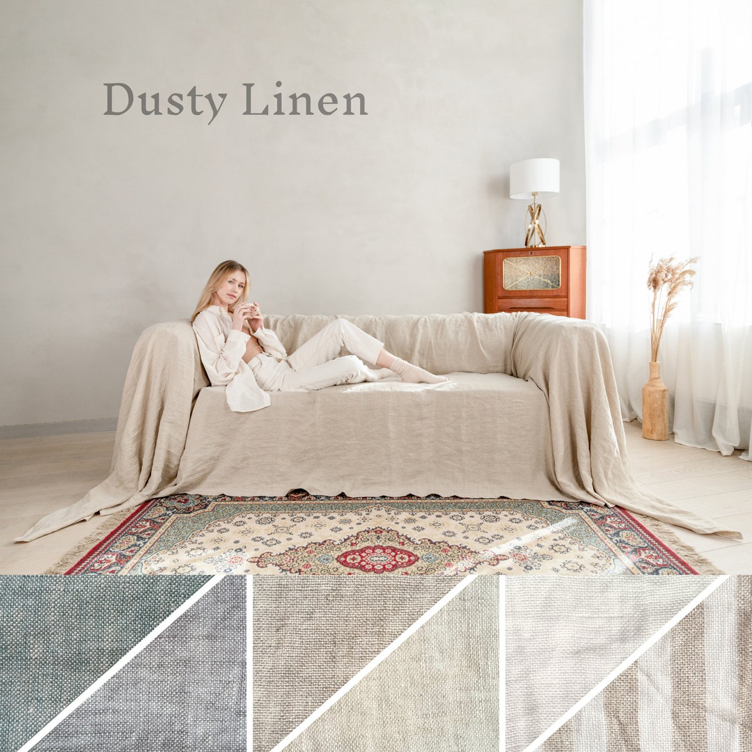 Rustic Linen Couch Cover. Linen Sofa Cover. Linen Couch Throw. Bed ...