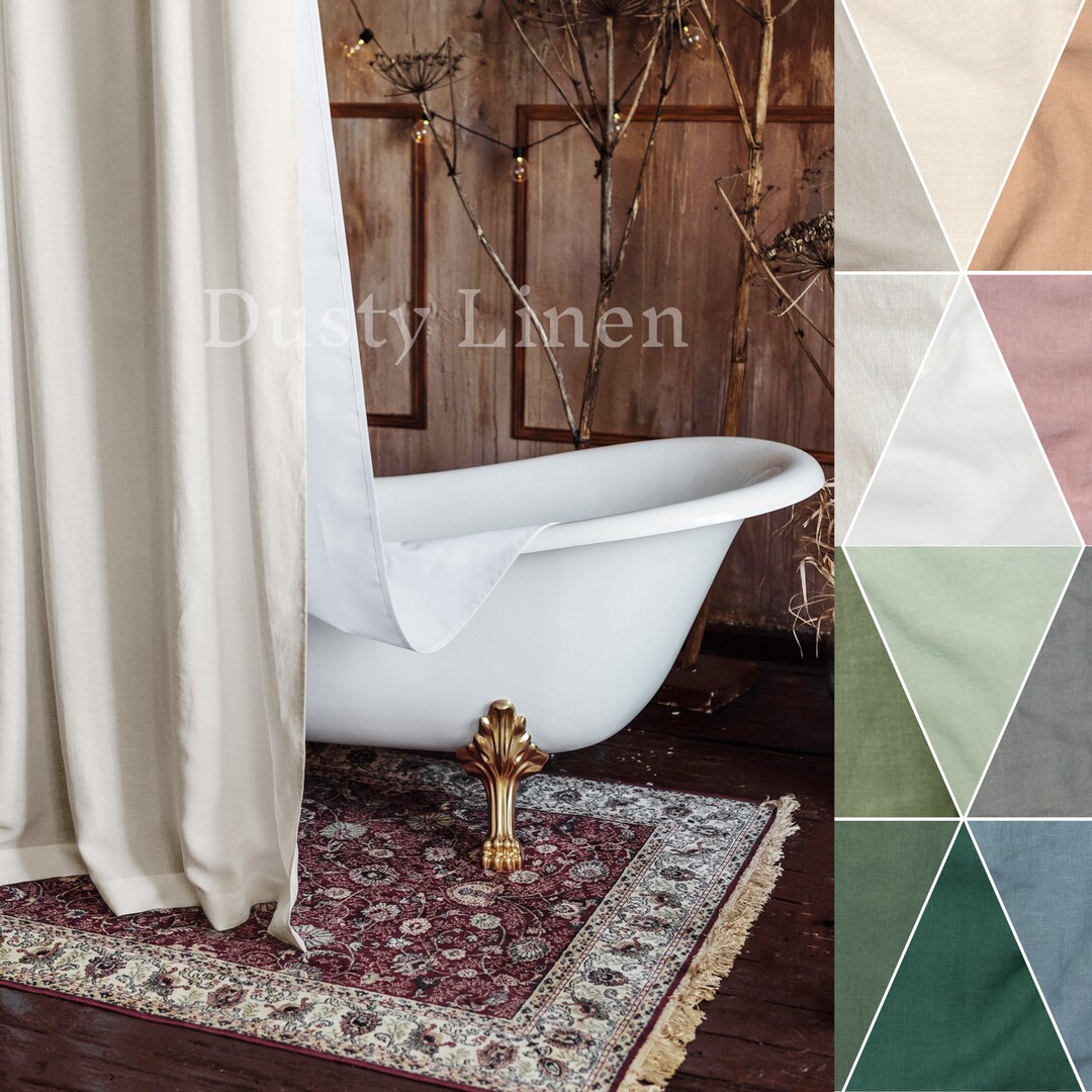 Water Resistant Drape Linen Luxury Shower Curtain With Waterproof ...
