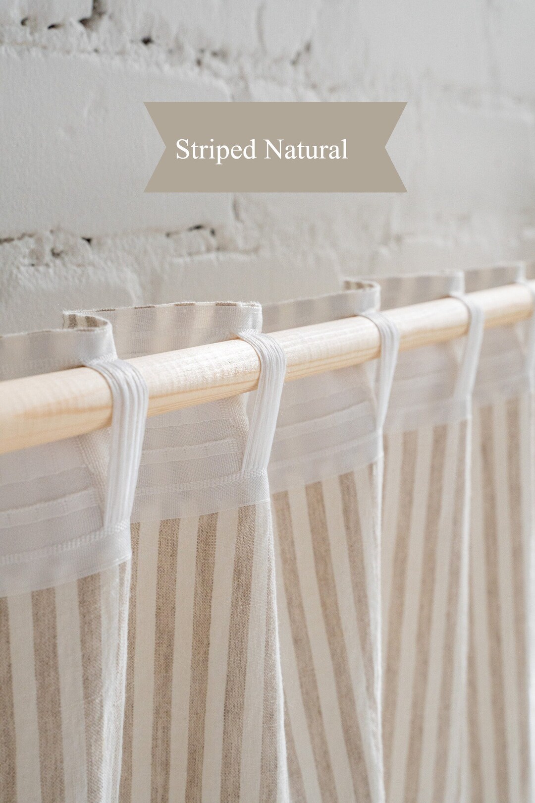 Striped Wide Linen Curtain Panel. Washed Linen Multifunctional - Etsy