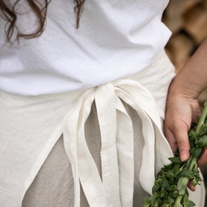 Half Linen Apron. Natural Linen Cafe Apron With Pocket. Unisex Soft ...