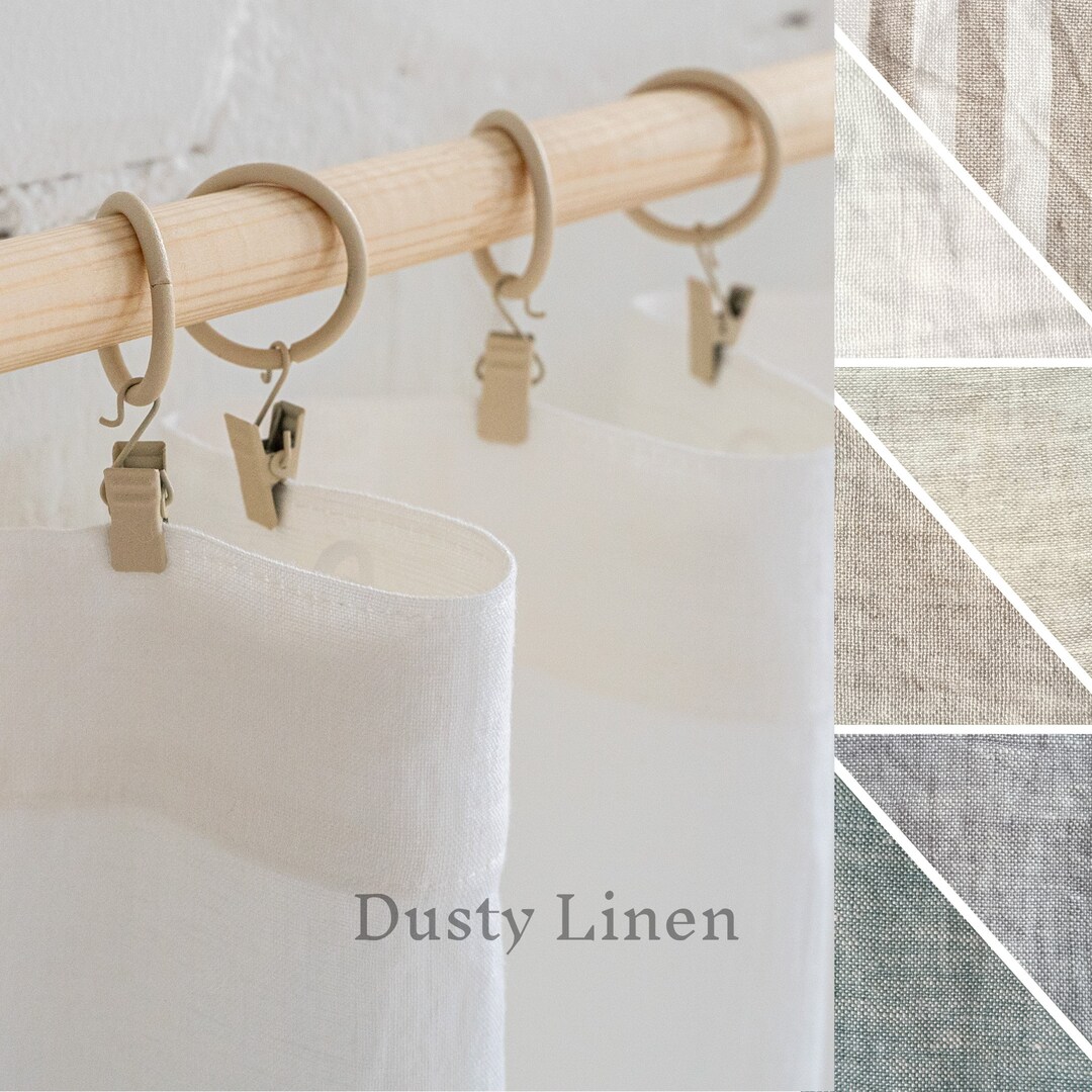 Linen Curtain Panel With Simple Hem for Clips and Rings. Natural ...