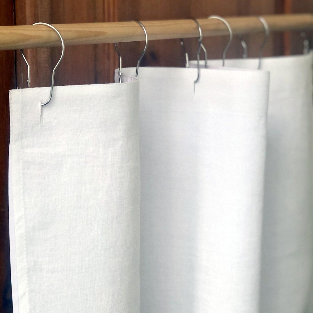 Waterproof Lined Linen Shower Curtain With Buttonholes, Custom Size ...