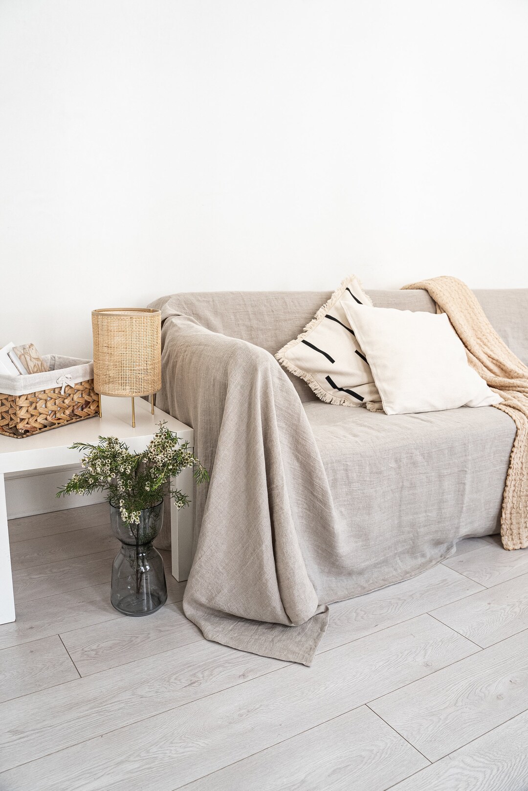 Natural Linen Couch Cover Linen Sofa Throw Washed Linen Sofa - Etsy