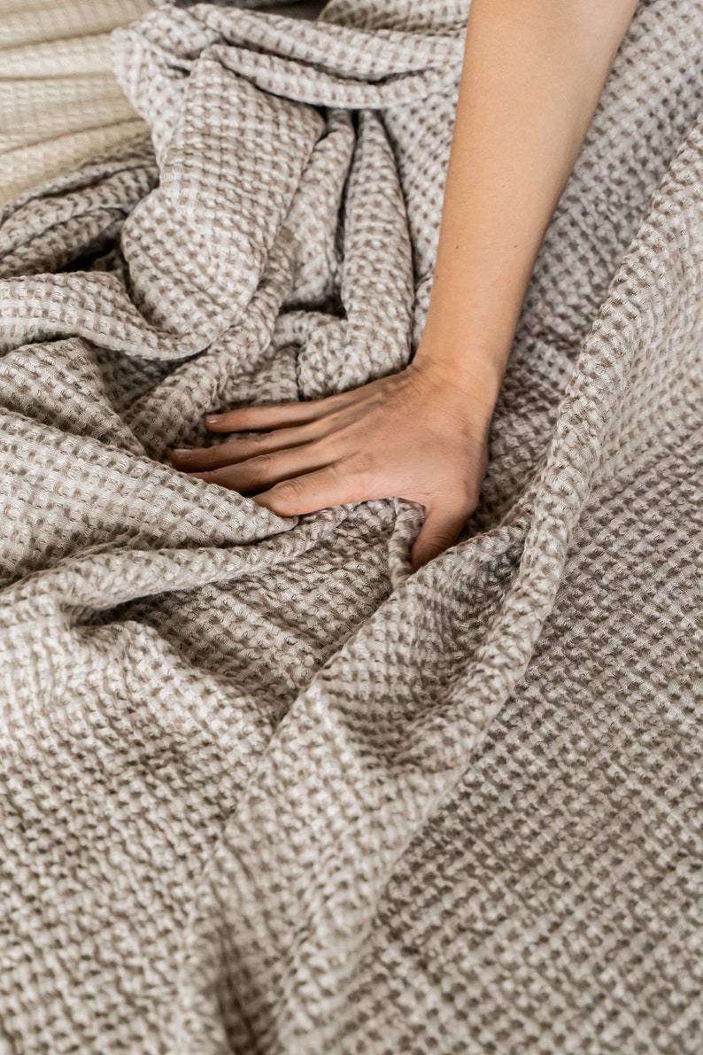 Large Natural Waffle Linen Blanket Linen Cotton Waffle - Etsy