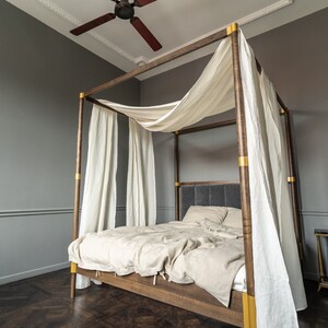 Linen Canopy Shawl Curtains Set. Ivory Bed Linen Curtains. off White ...