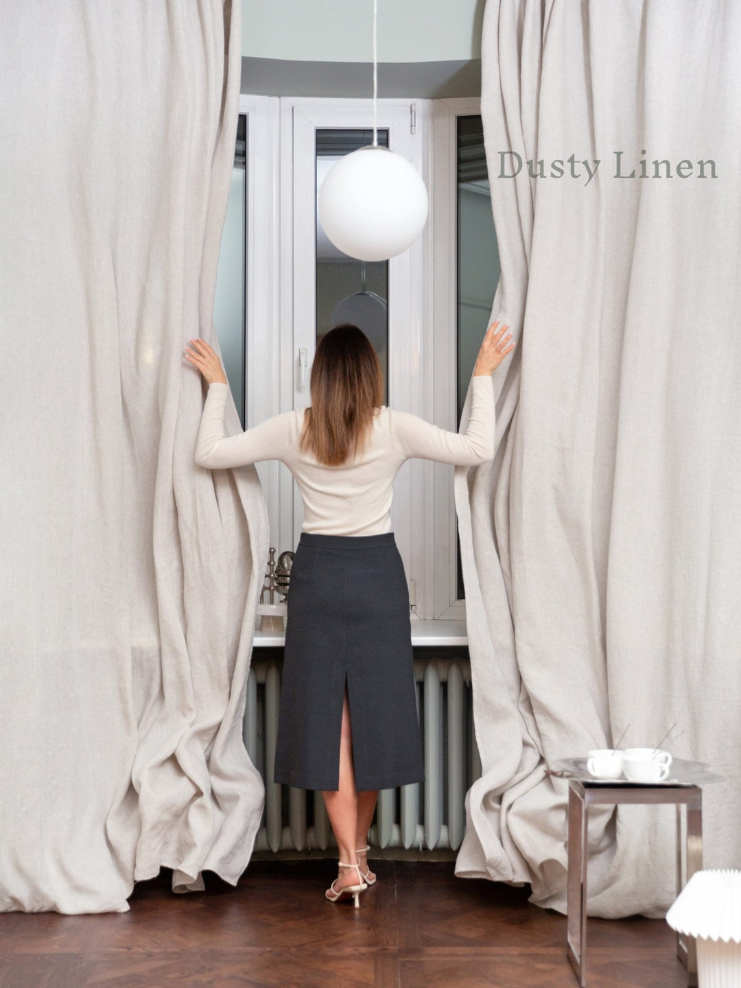 2-piece Wide Linen Curtains With Back Tab Curtain Drapes or Colors ...