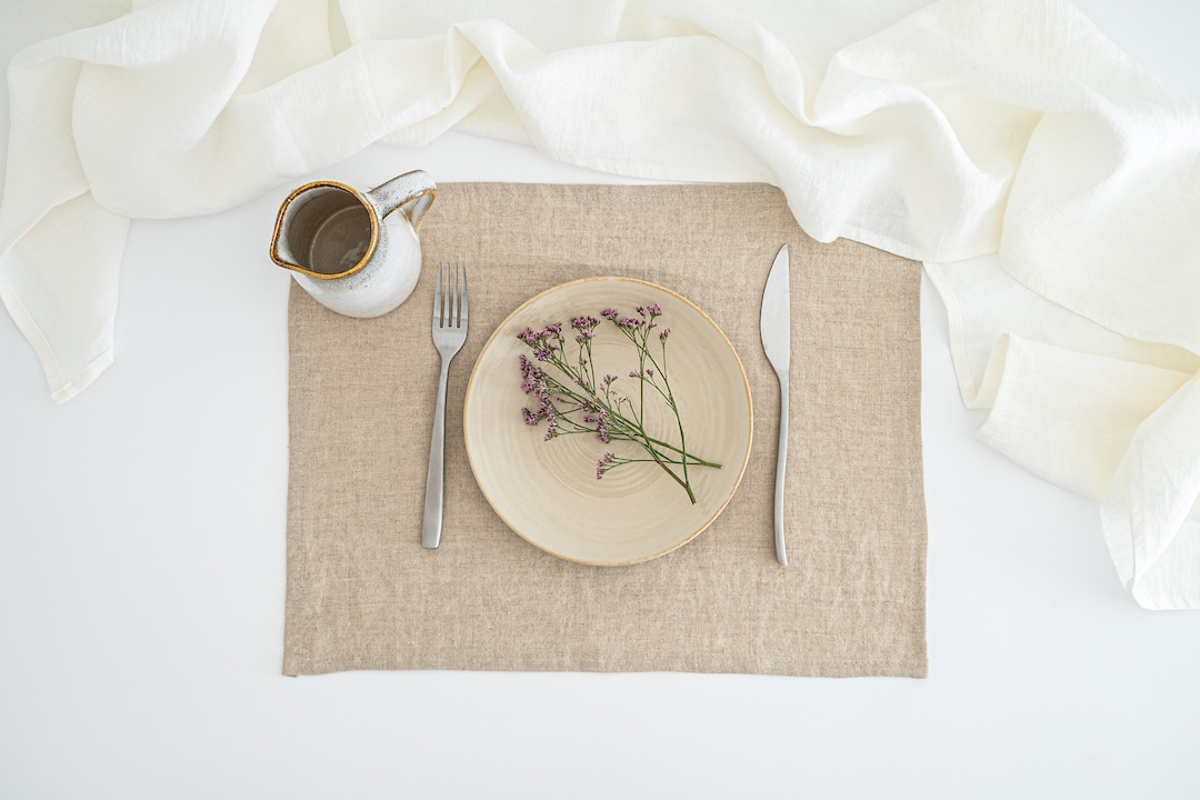 Natural Linen Placemats Set of 4 6 8 10 12. Kitchen Table Linen Mats ...