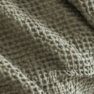 Large Natural Waffle Linen Blanket. Linen Cotton Waffle Bedspread ...