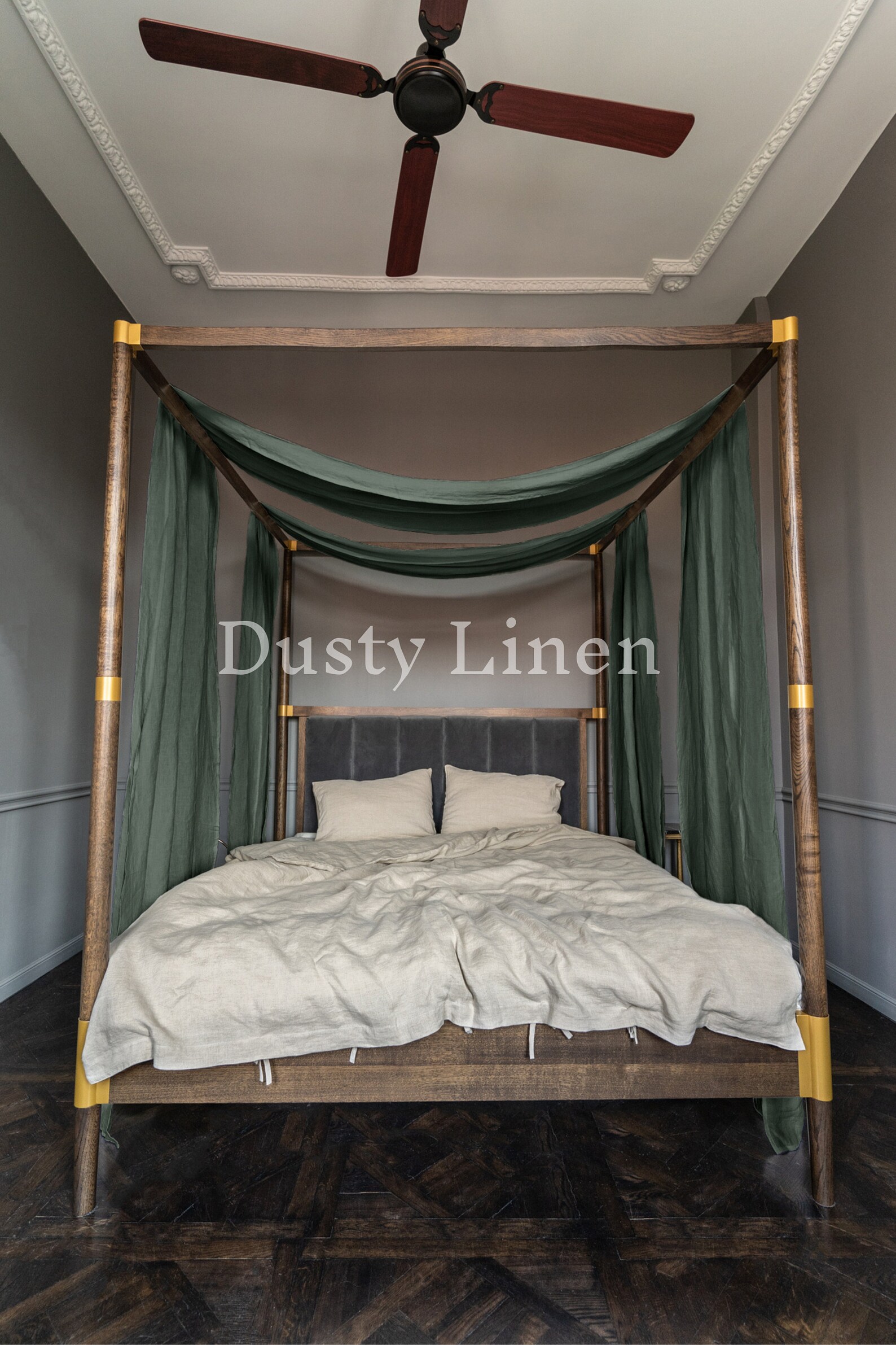 Canopy Bed Curtains. Linen Bed Drapes. Linen Canopy Shawl Curtains ...