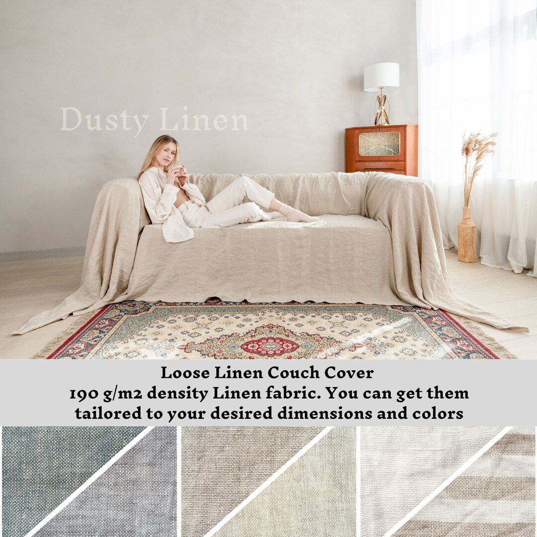 Rustic Linen Couch Cover. Linen Sofa Cover. Linen Couch Throw. Bed ...