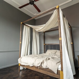 Linen Canopy Shawl Curtains Set Ivory Bed Linen Curtains off - Etsy