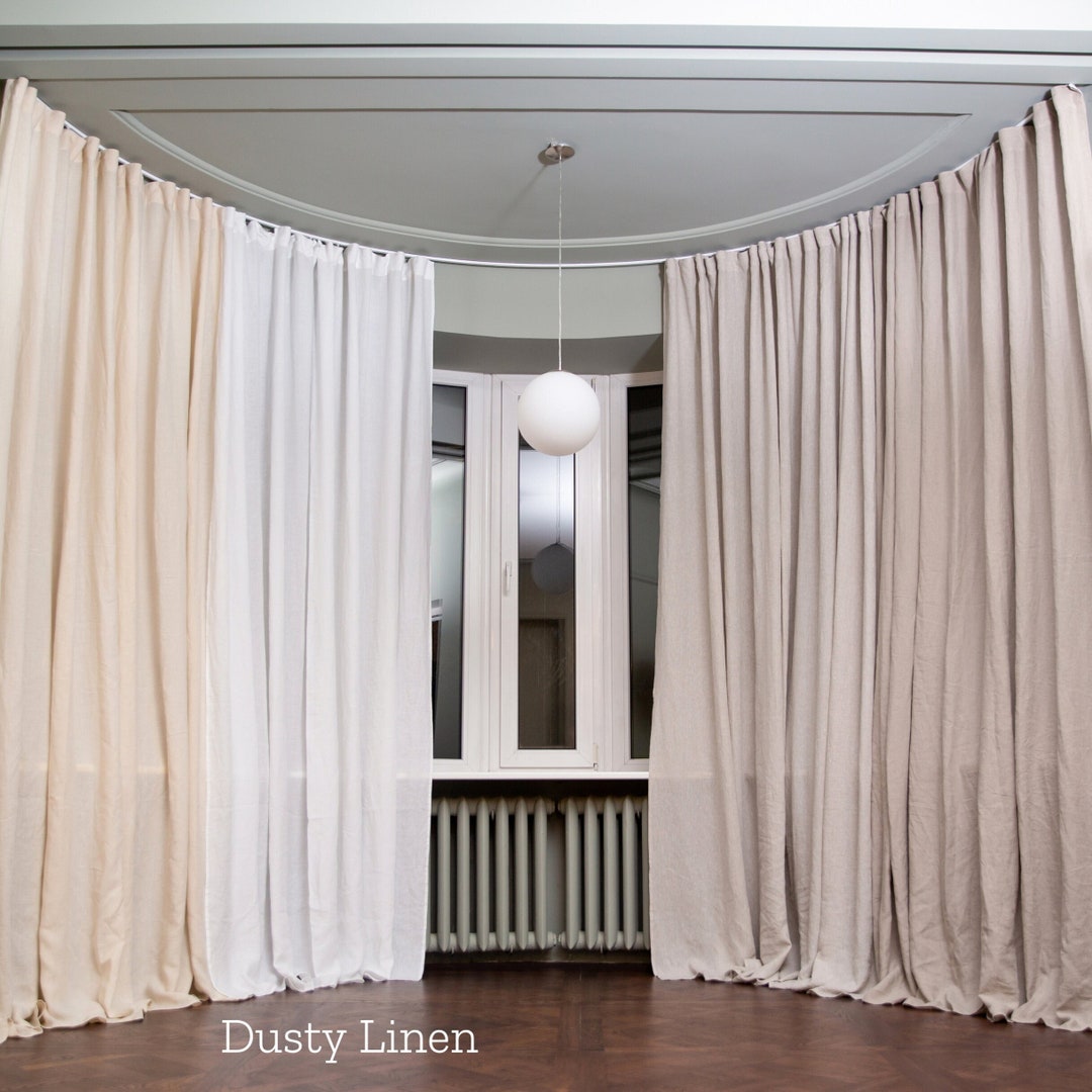 Set of 2 Linen Curtains Panels Multifunctional for Bedroom or Living ...