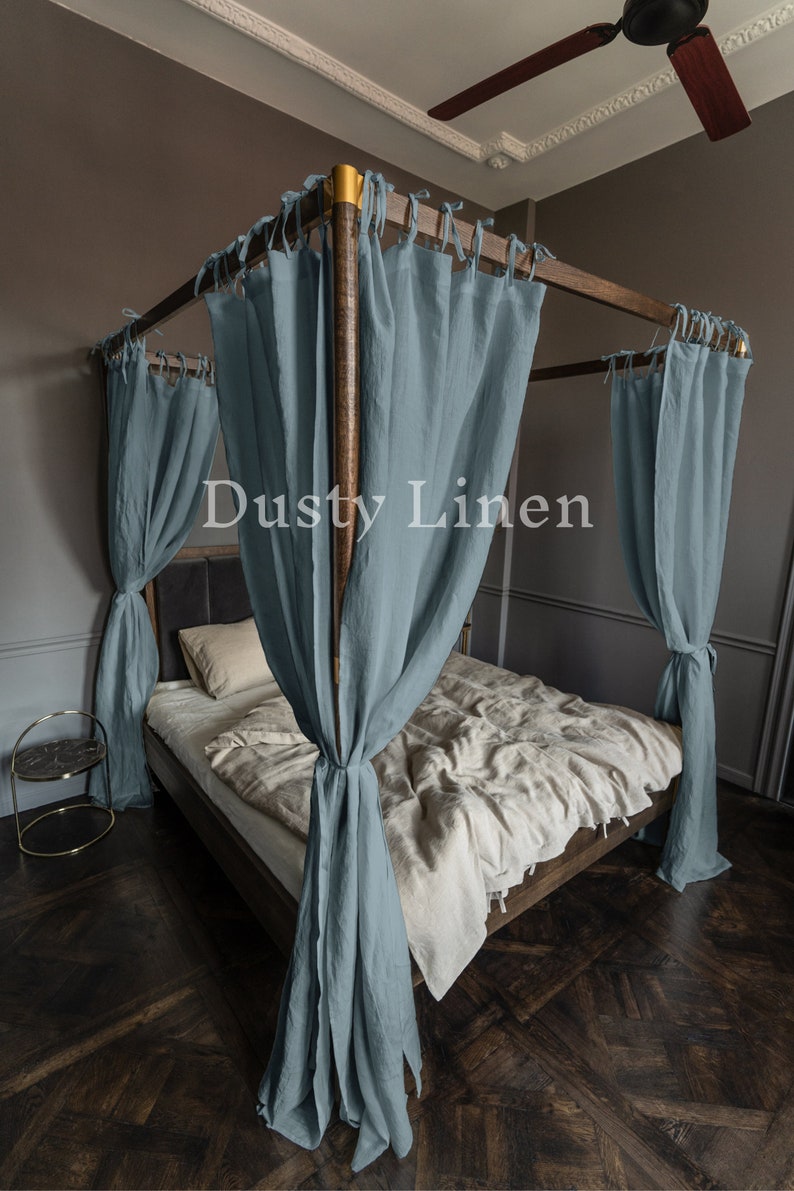 Linen Bed Canopy Panel or Linen Canopy Bed Curtains. Linen Bed Canopy ...