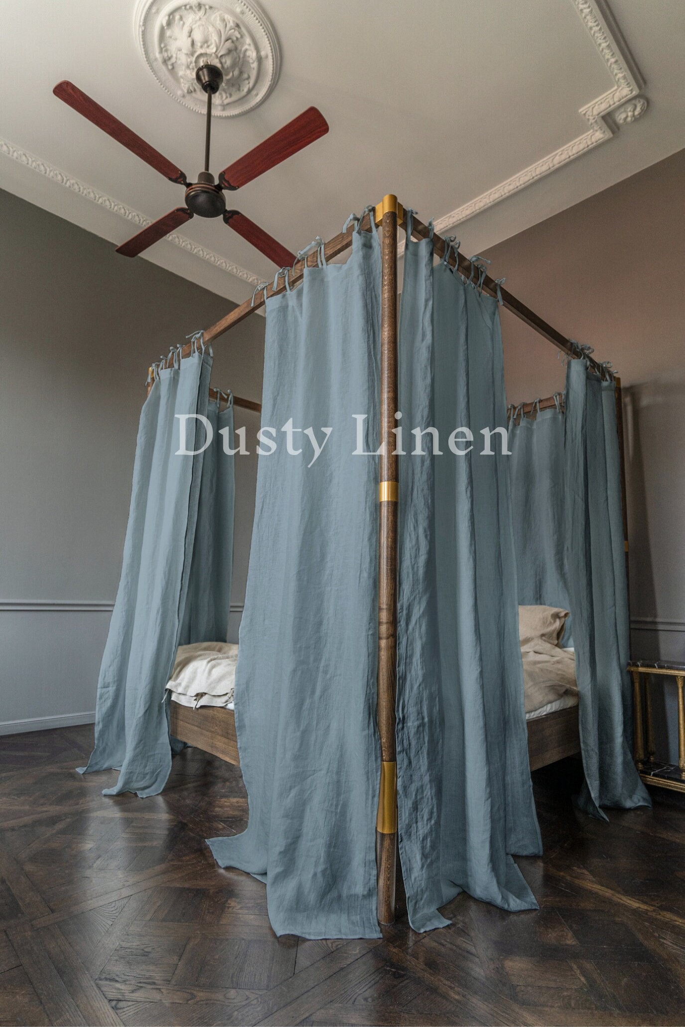 Linen Bed Canopy Panel or Linen Canopy Bed Curtains. Linen Bed Canopy ...