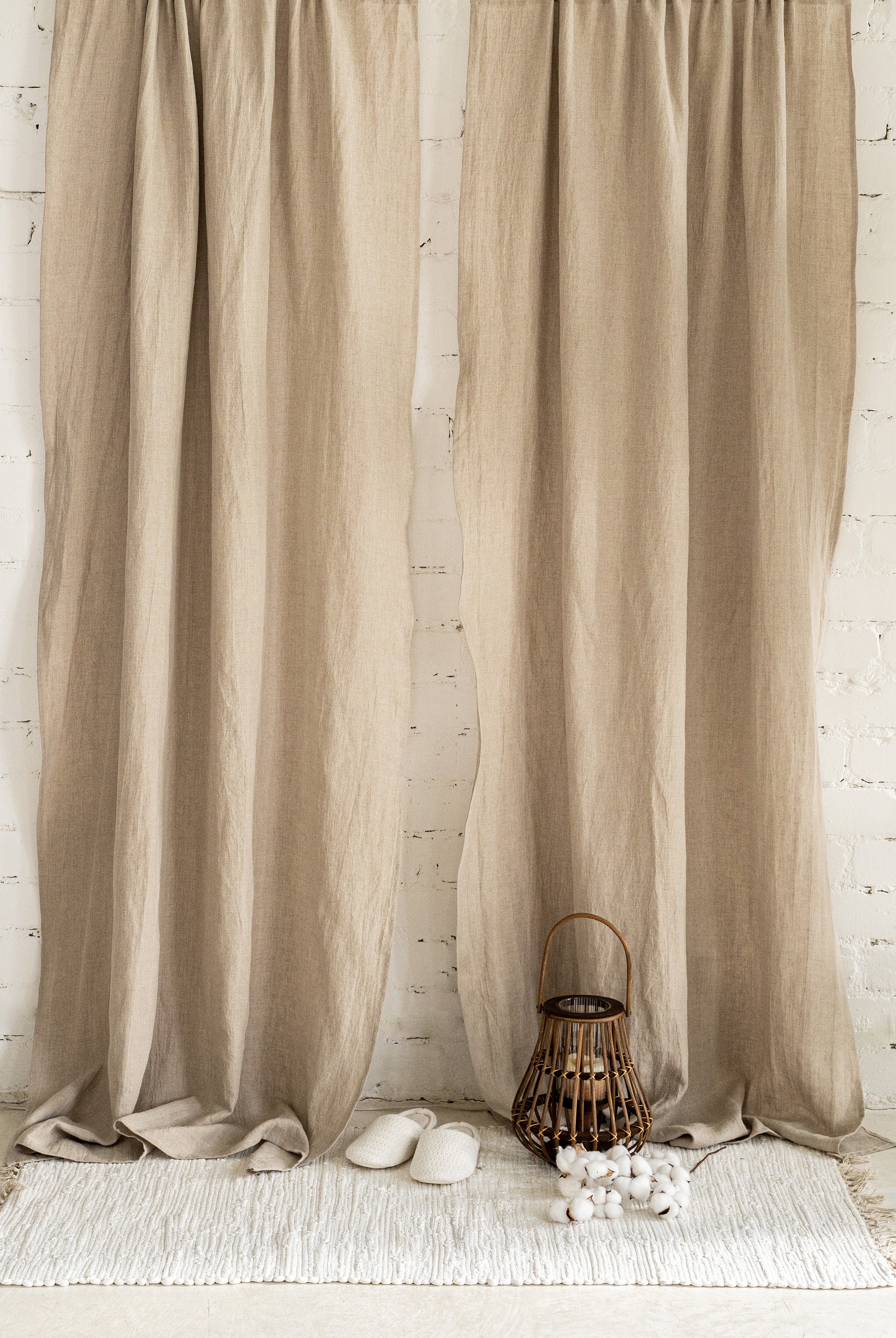 Rod Pocket Linen Curtain Panel Natural Linen Drape Custom - Etsy