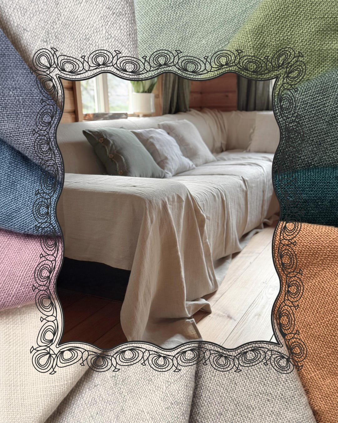 Linen Couch Cover. Natural Linen Sofa Cover. Sectional Slipcover ...