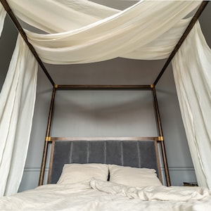 Linen Canopy Shawl Curtains Set. Ivory Bed Linen Curtains. off White ...