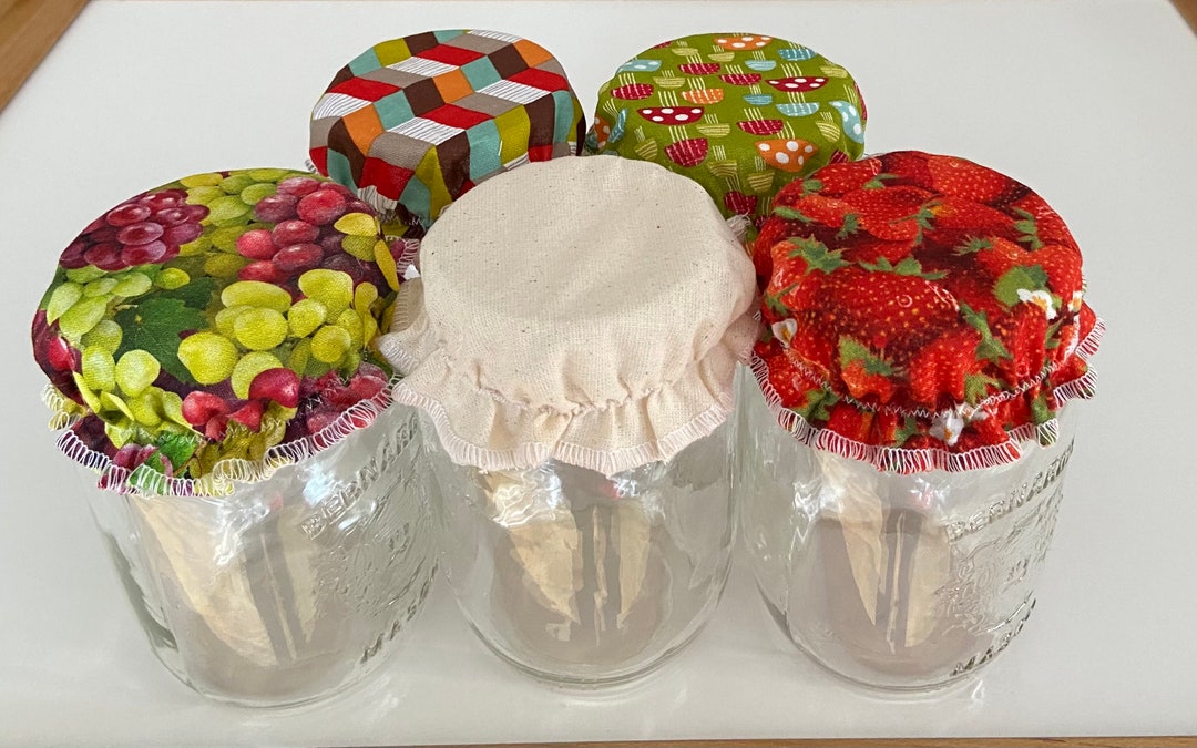 Fabric Mason Jar Cover. Cotton Mason Jar Cap. Reusable. Washable. Eco ...
